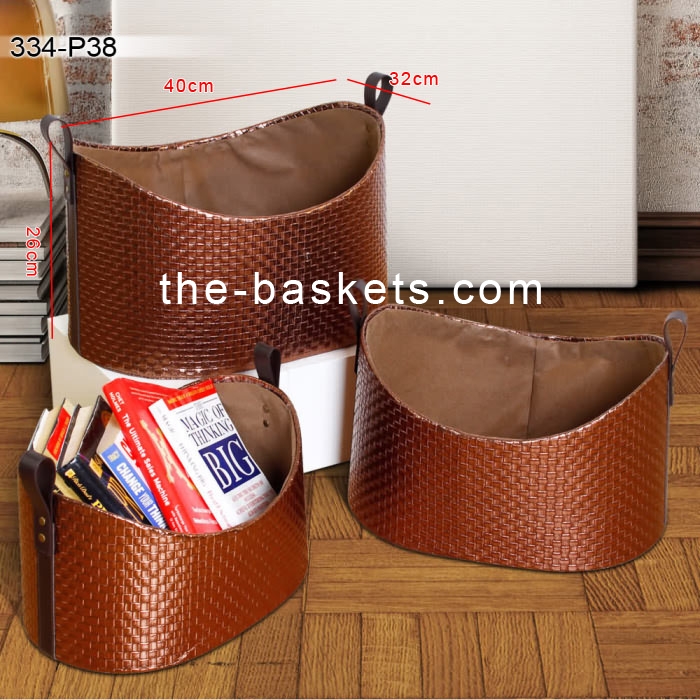 Faux Leather basket,Non-Foldable