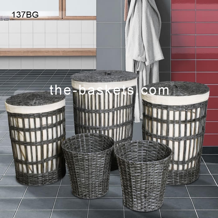 Resin wicker hamper with liner,Non-Foldable